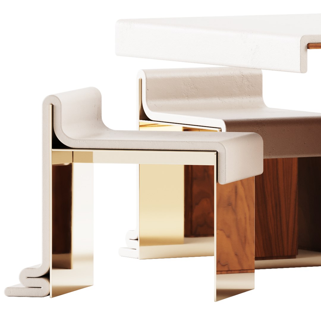 Melt Dining Table And Concrete Melt Chair By Bower Studio 3D Model ...