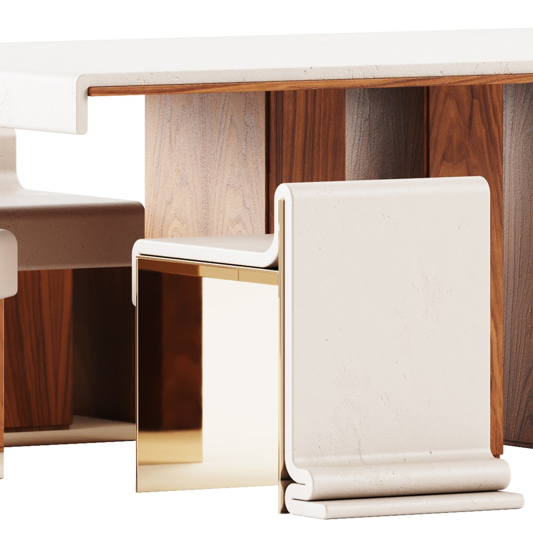 Melt Dining Table And Concrete Melt Chair By Bower Studio 3D Model - TurboSquid 2051499