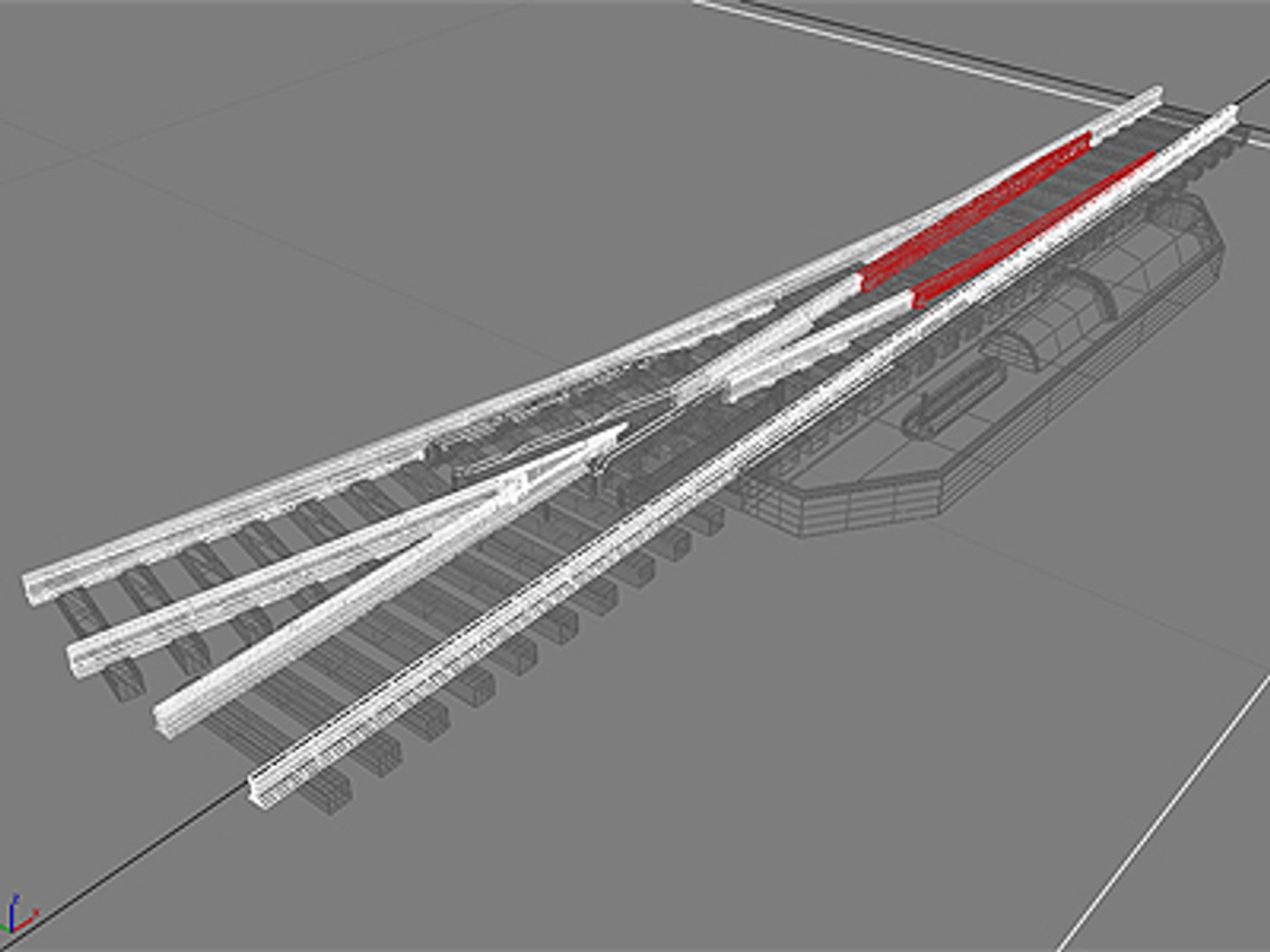 3d Model Of 2558 Right Turn-out Railroad Track