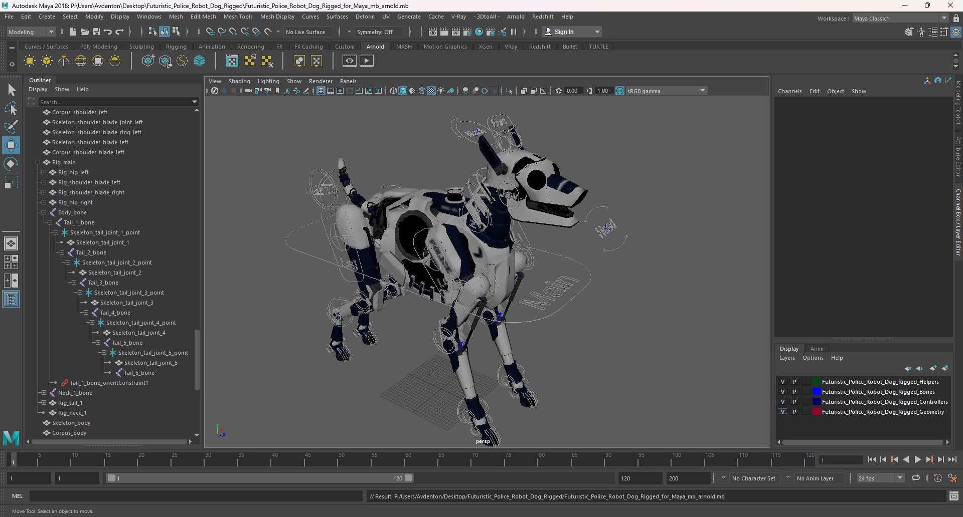 Futuristic Police Robot Dog Rigged For Maya Model - TurboSquid 2320674