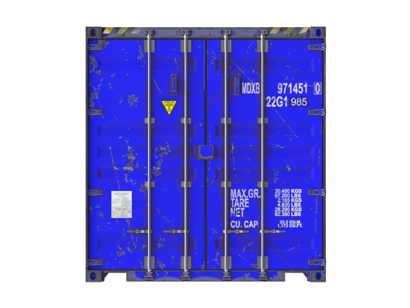 Two-door 40ft Scratched Dirty Blue Container Model - TurboSquid 1807279