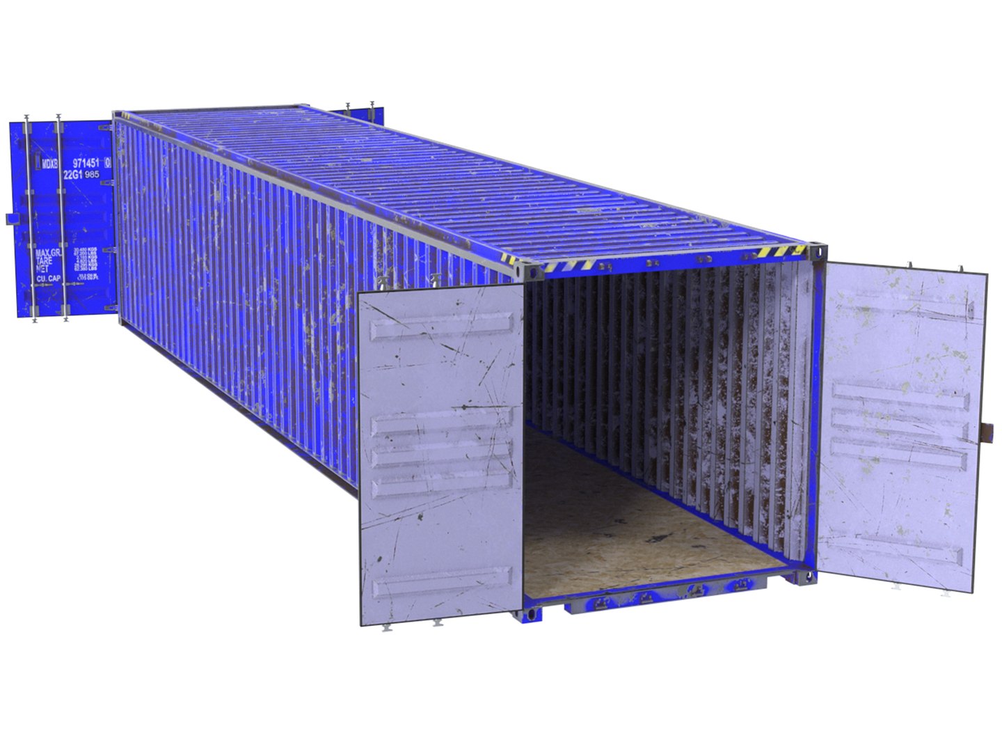 Two-door 40ft Scratched Dirty Blue Container Model - TurboSquid 1807279