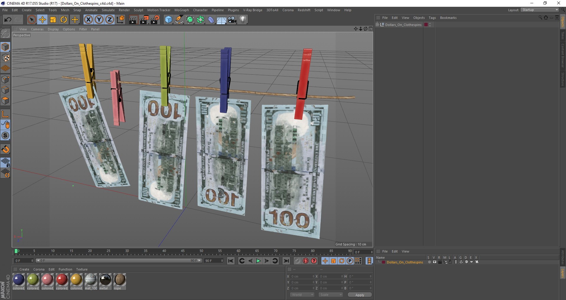 Dollars clothespins 3D model - TurboSquid 1512742