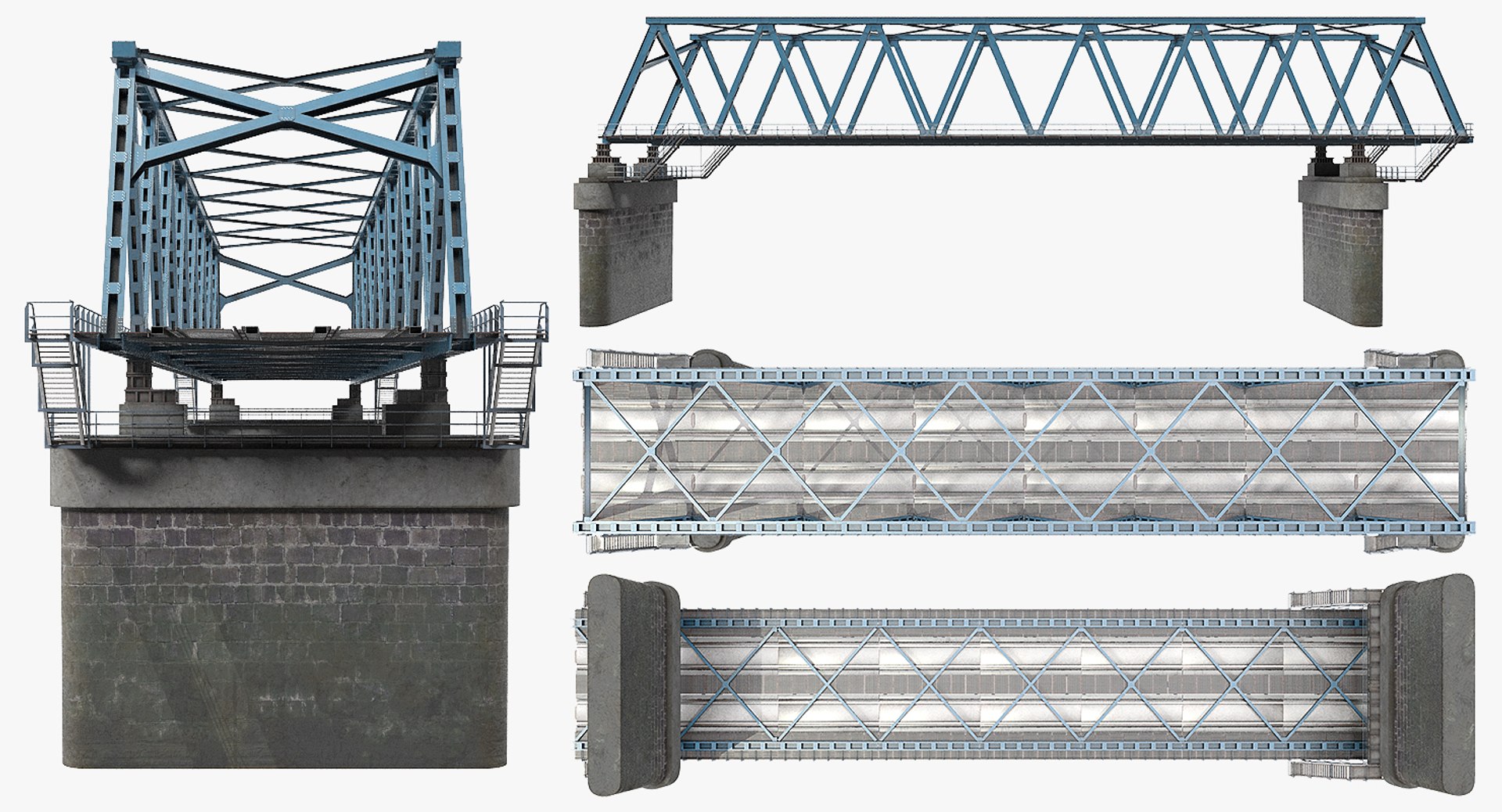 3D Model Old Railway Bridge Rails - TurboSquid 1402871