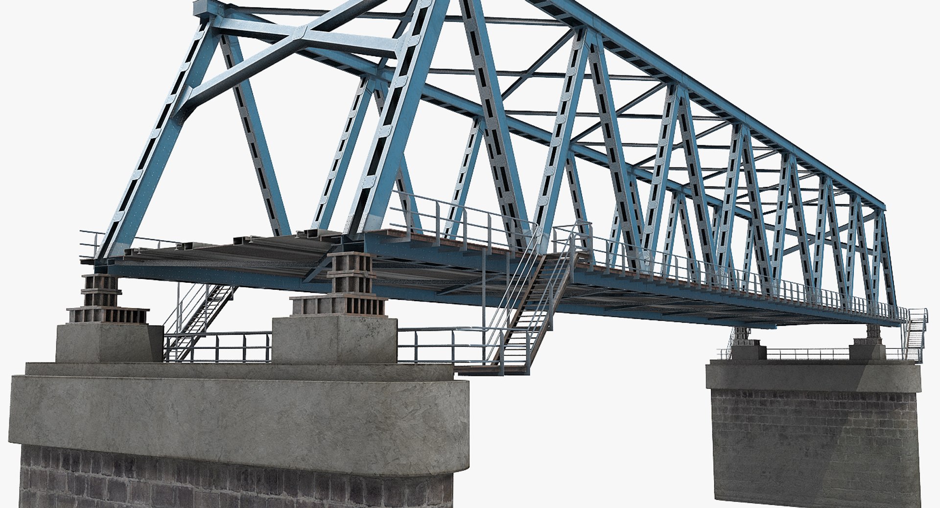 3D Model Old Railway Bridge Rails - TurboSquid 1402871