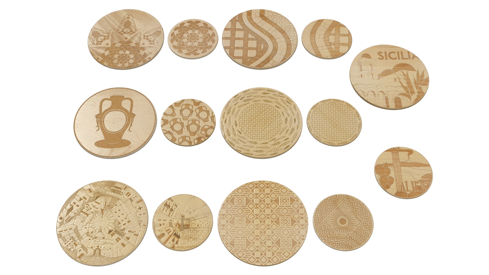 3D Ferrantelli Wooden Plates Set Model - TurboSquid 1963381