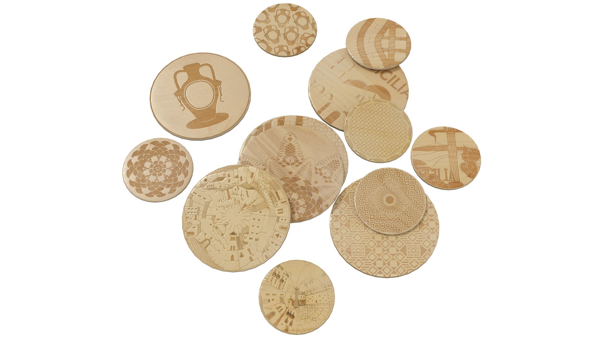 3D Ferrantelli Wooden Plates Set Model - TurboSquid 1963381