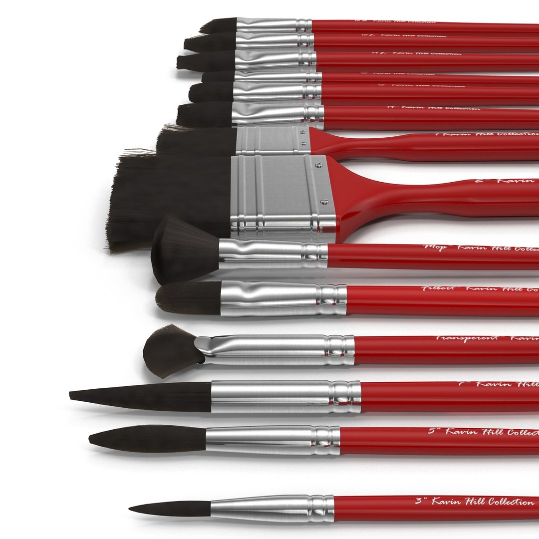 paint brushes set red 3d max