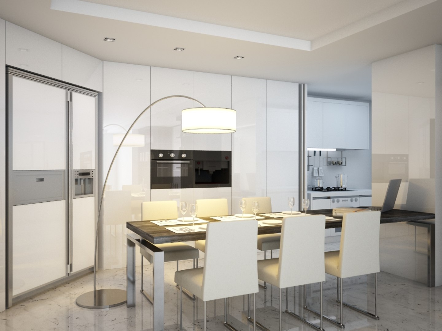 3d Model White Modern Living Room