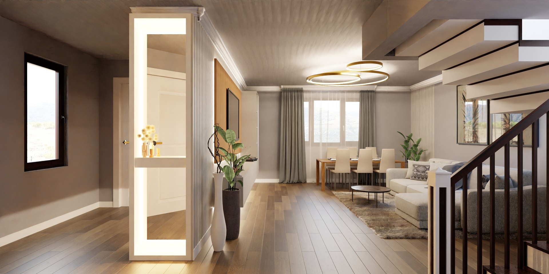 3D Living Room And Hall - TurboSquid 2218885