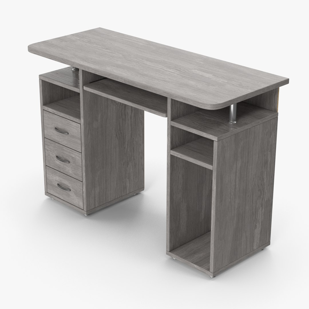 Gray Computer Desk 3D - TurboSquid 1858152