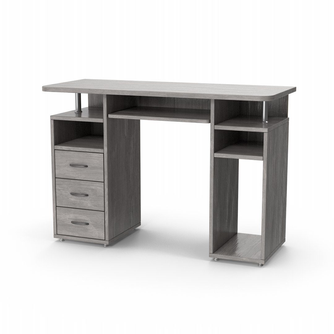 Gray Computer Desk 3D - TurboSquid 1858152