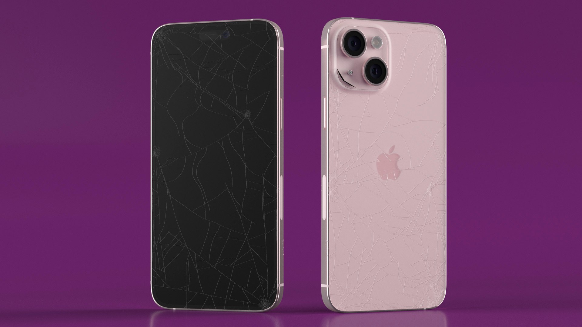 3D Pink IPhone 15 Plus With Cracked Glass Model - TurboSquid 2253075