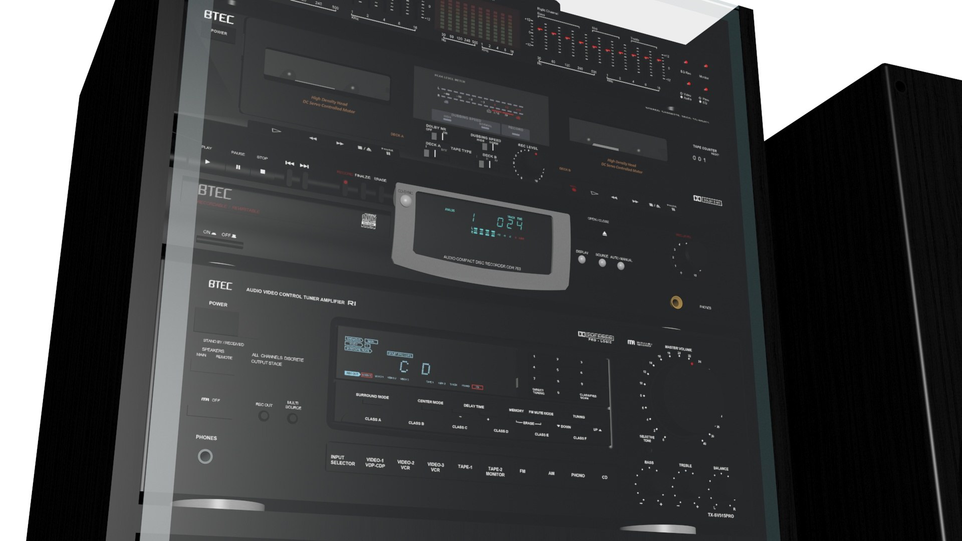 stereo receiver cassette 3d max