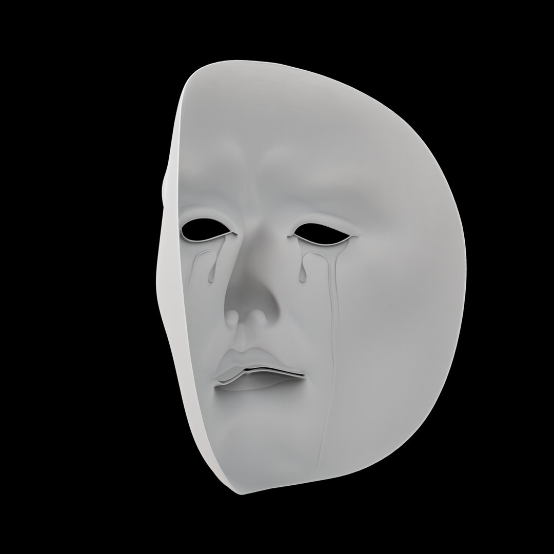 3D Crying Mask Template 3D Print Model Expression Of Sadness Tragedy ...