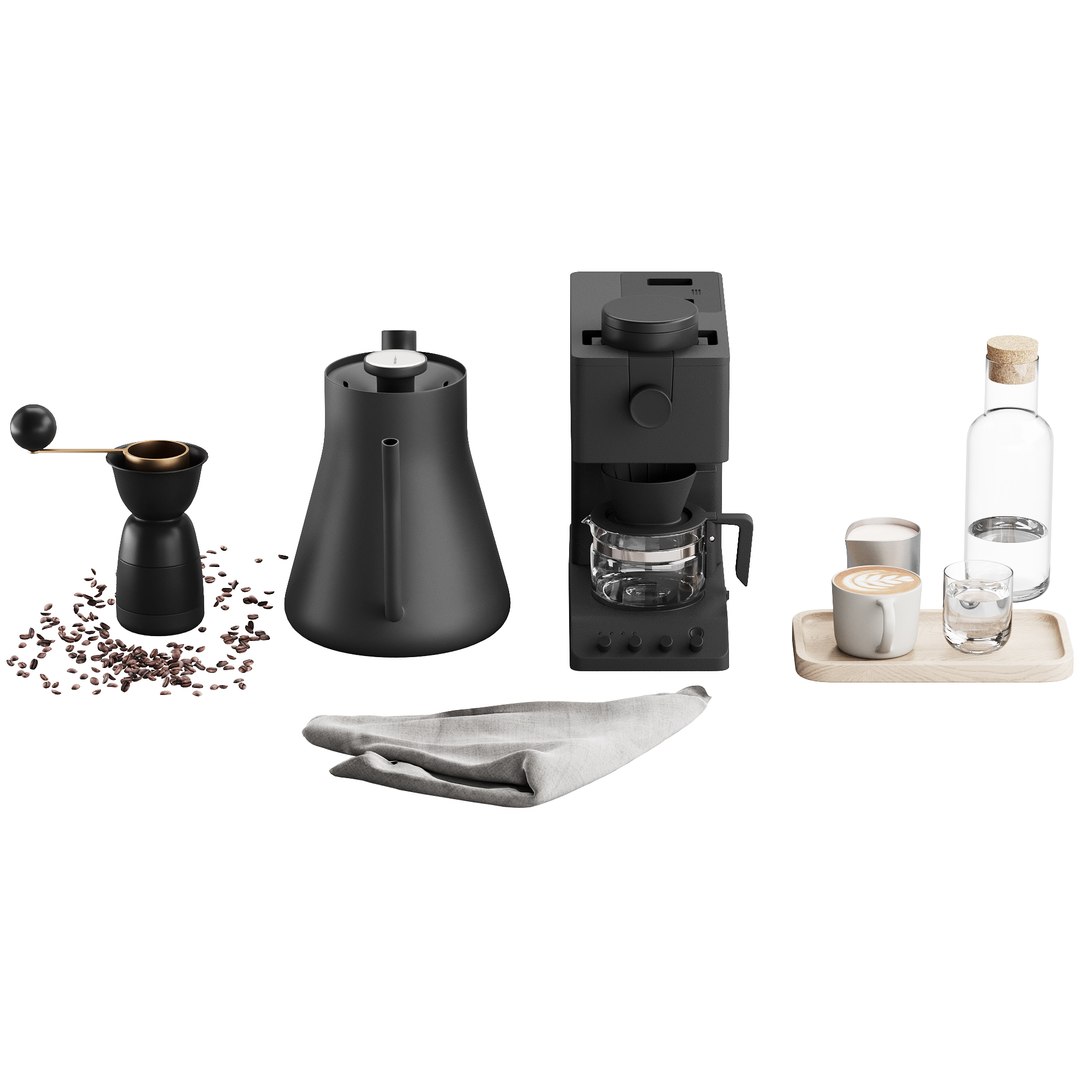 3D Model 473 Coffee Equipment Set 02 Fully Automatic Coffee Maker Stagg ...