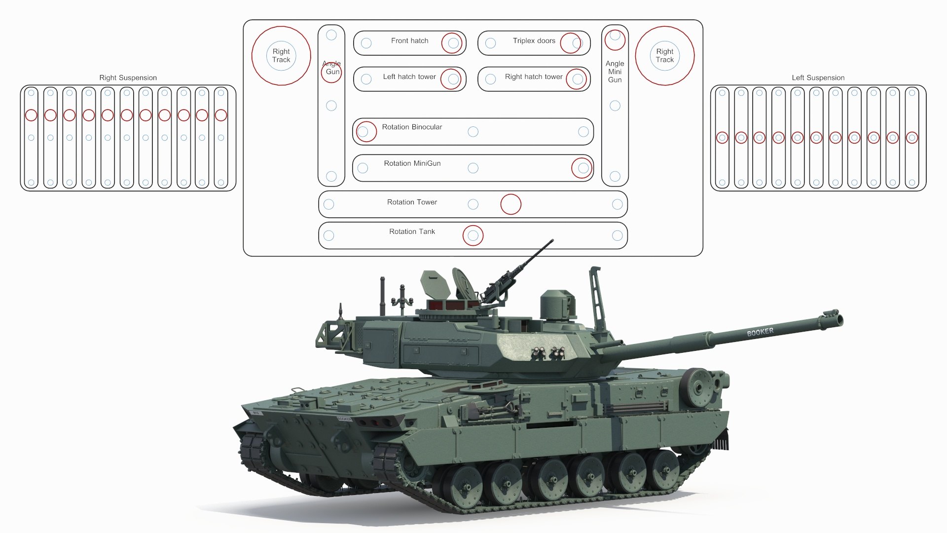 3D American M10 Booker Light Tank With 105mm Cannon Rigged Model ...