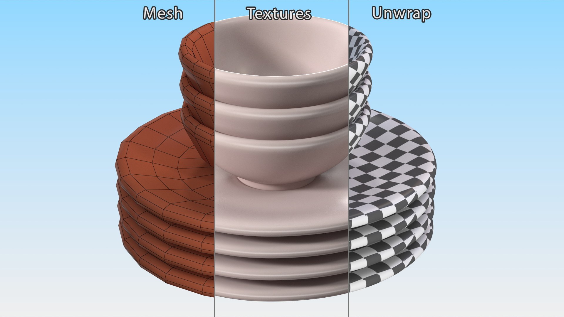 Cartoon Tableware Set Stack 3D Model - TurboSquid 2434031