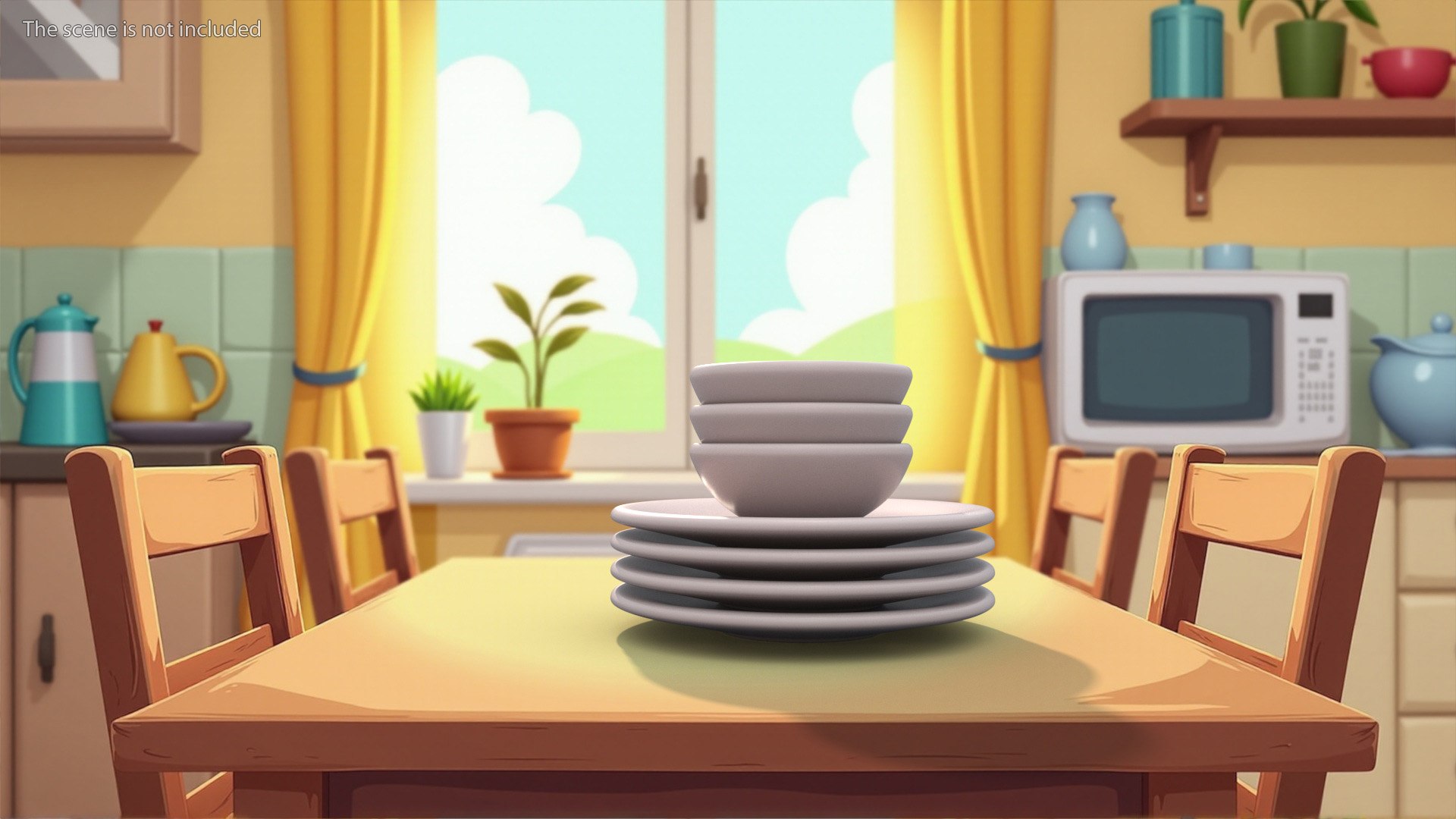 Cartoon Tableware Set Stack 3D Model - TurboSquid 2434031
