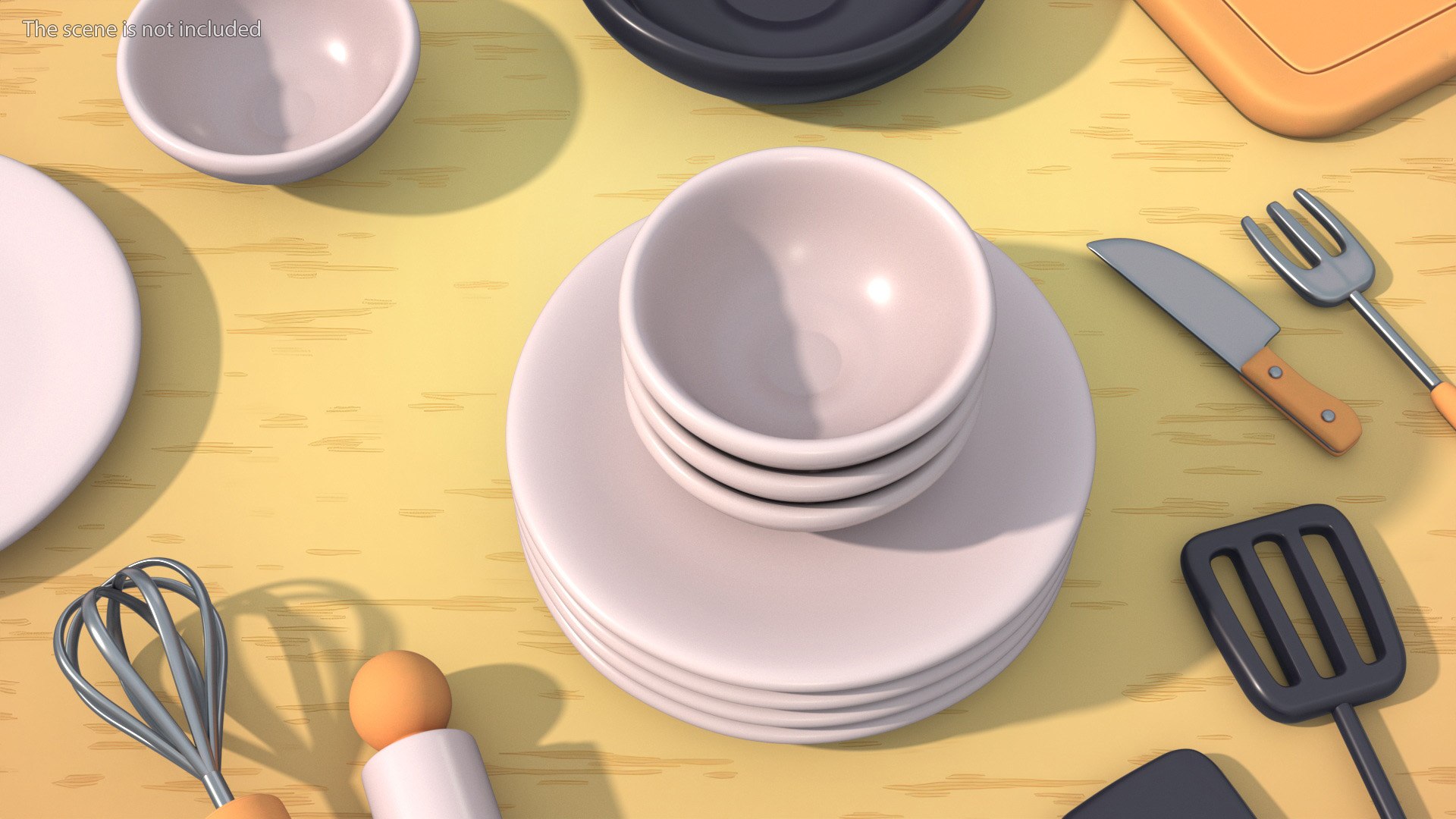 Cartoon Tableware Set Stack 3D Model - TurboSquid 2434031