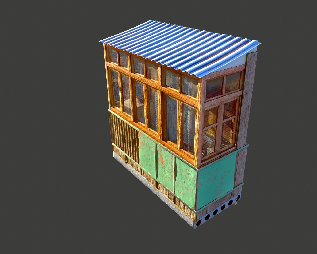 3D Wooden covered balcony Game ready model - TurboSquid 2169771