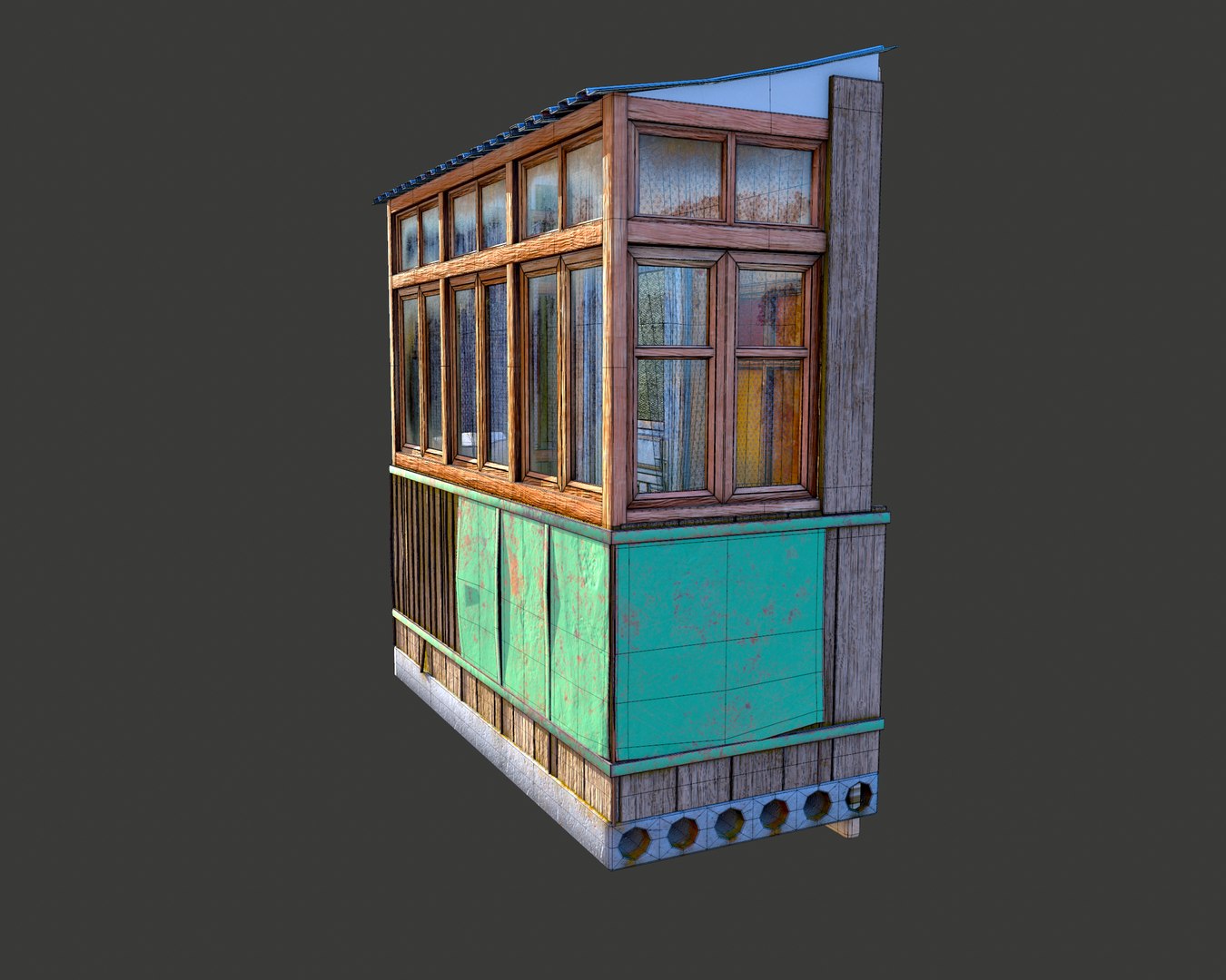 3D Wooden Covered Balcony Game Ready Model - TurboSquid 2169771