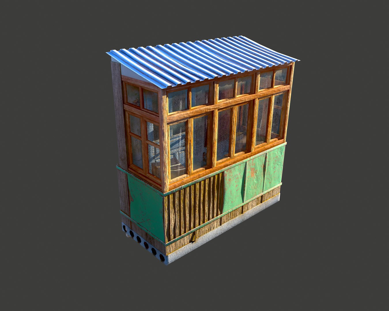 3D Wooden Covered Balcony Game Ready Model - TurboSquid 2169771