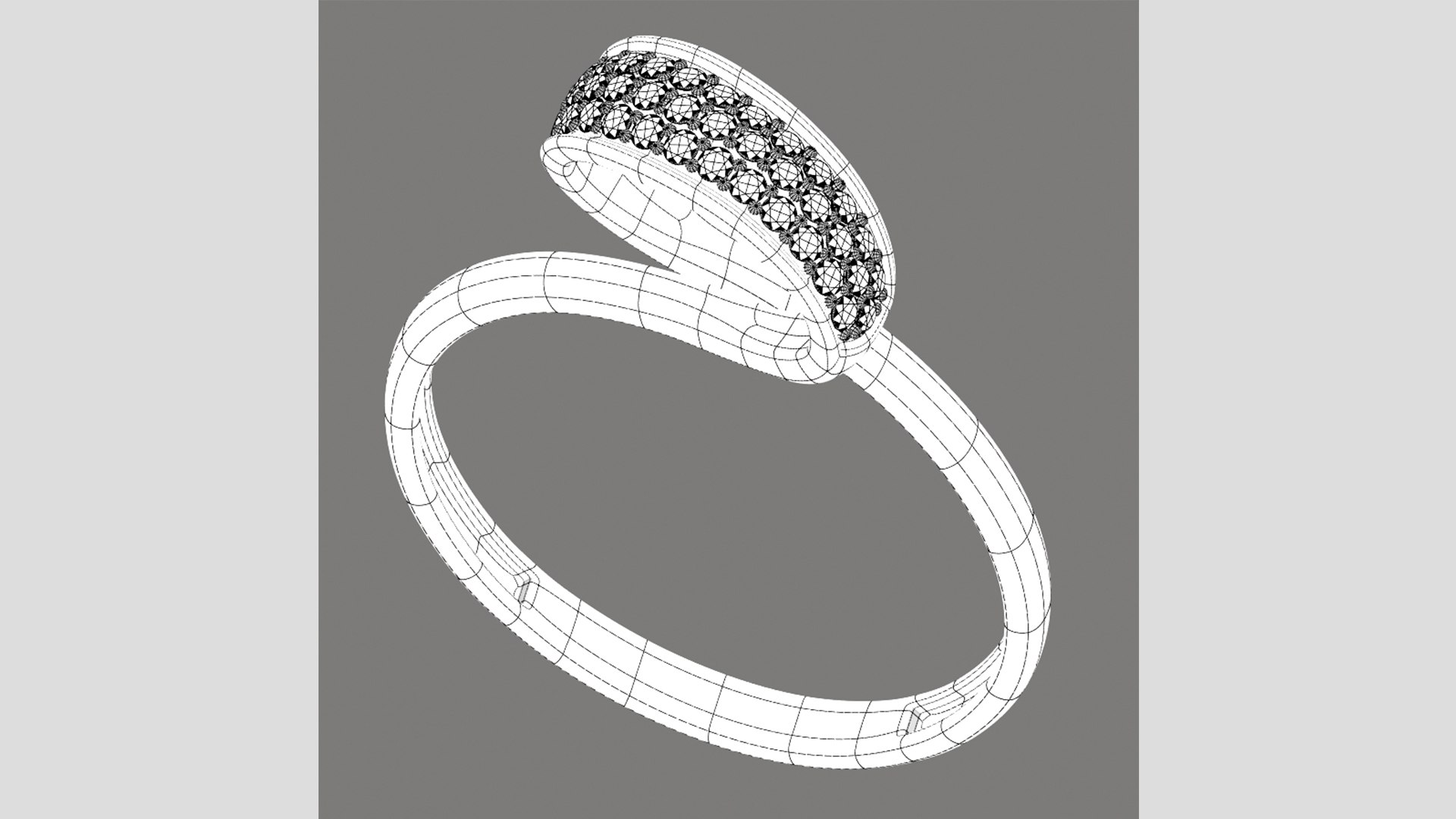 Pave Set Gems Gold Ring 3D - TurboSquid 1778558