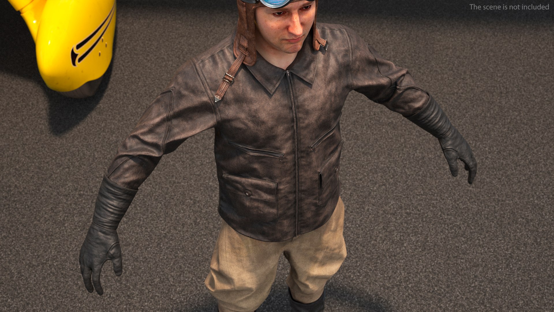 Pilot Leather Jacket With Gloves 3D Model - TurboSquid 2239707