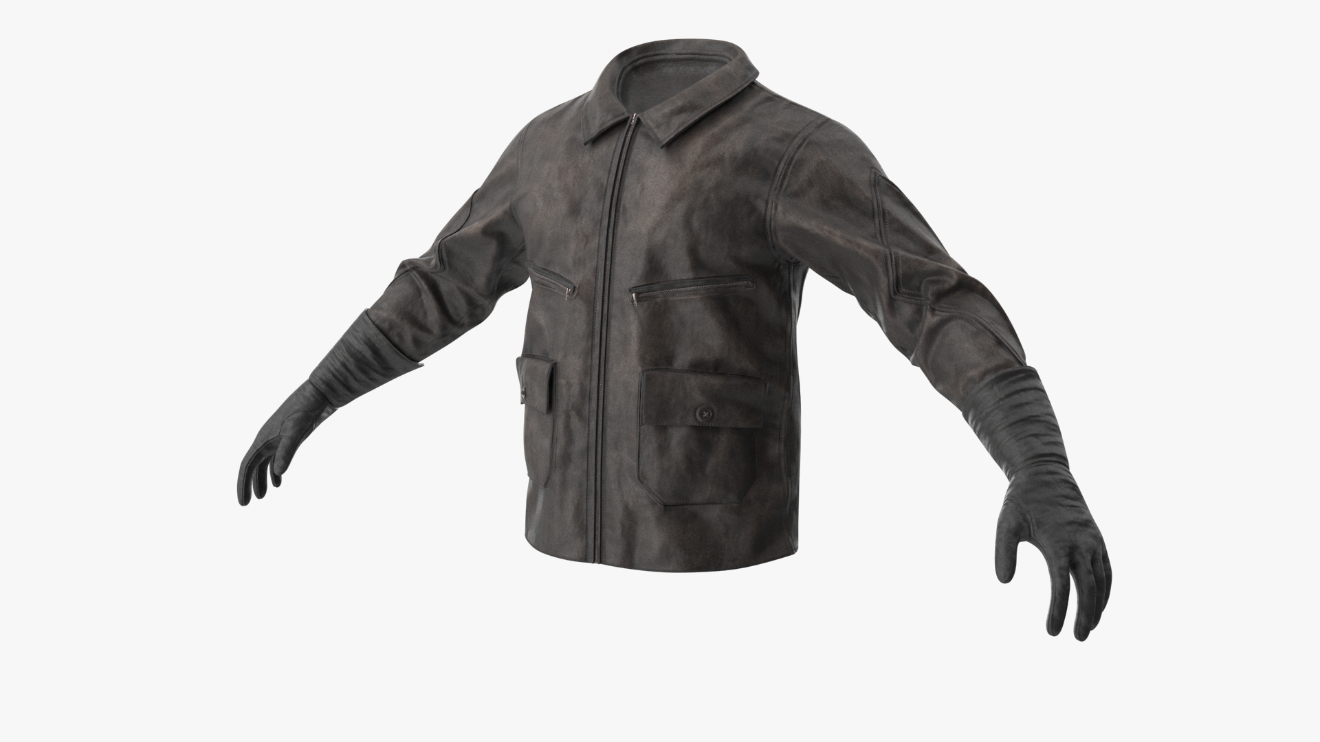 Pilot Leather Jacket With Gloves 3D Model - TurboSquid 2239707