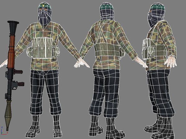 terrorist character 3d model