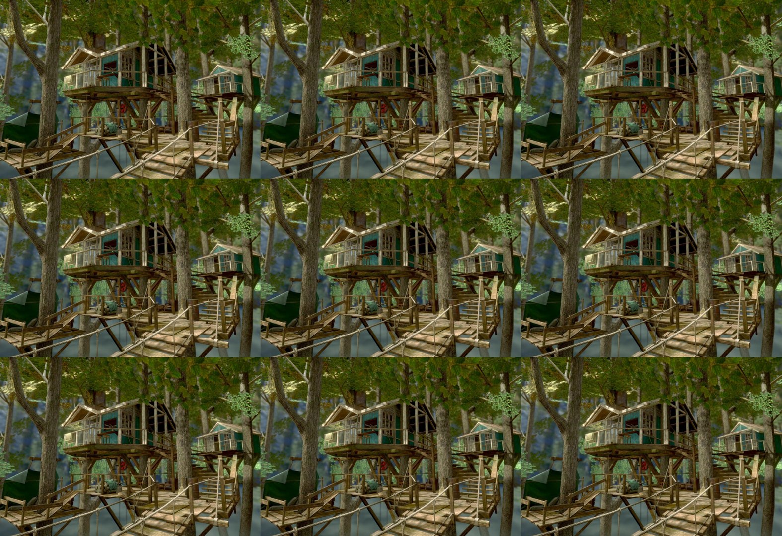 3D Treehouse Forest Treehouse Rainforest Log Cabin Primitive Realist ...