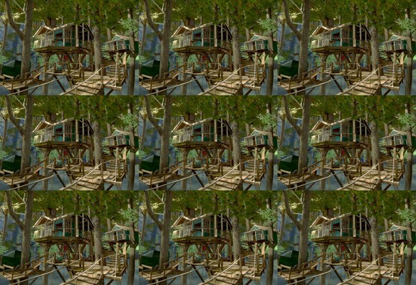 3D Treehouse Forest Treehouse Rainforest Log cabin Primitive realist ...