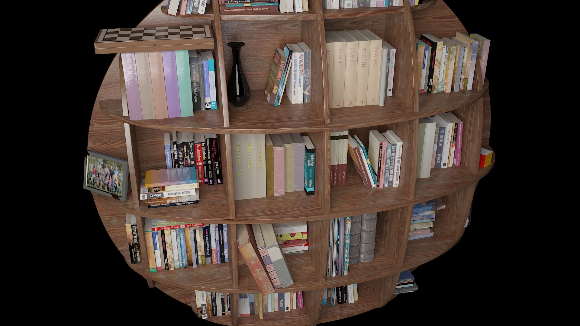 Bookshelf Round Circle Slice With Books 3D - TurboSquid 1871368