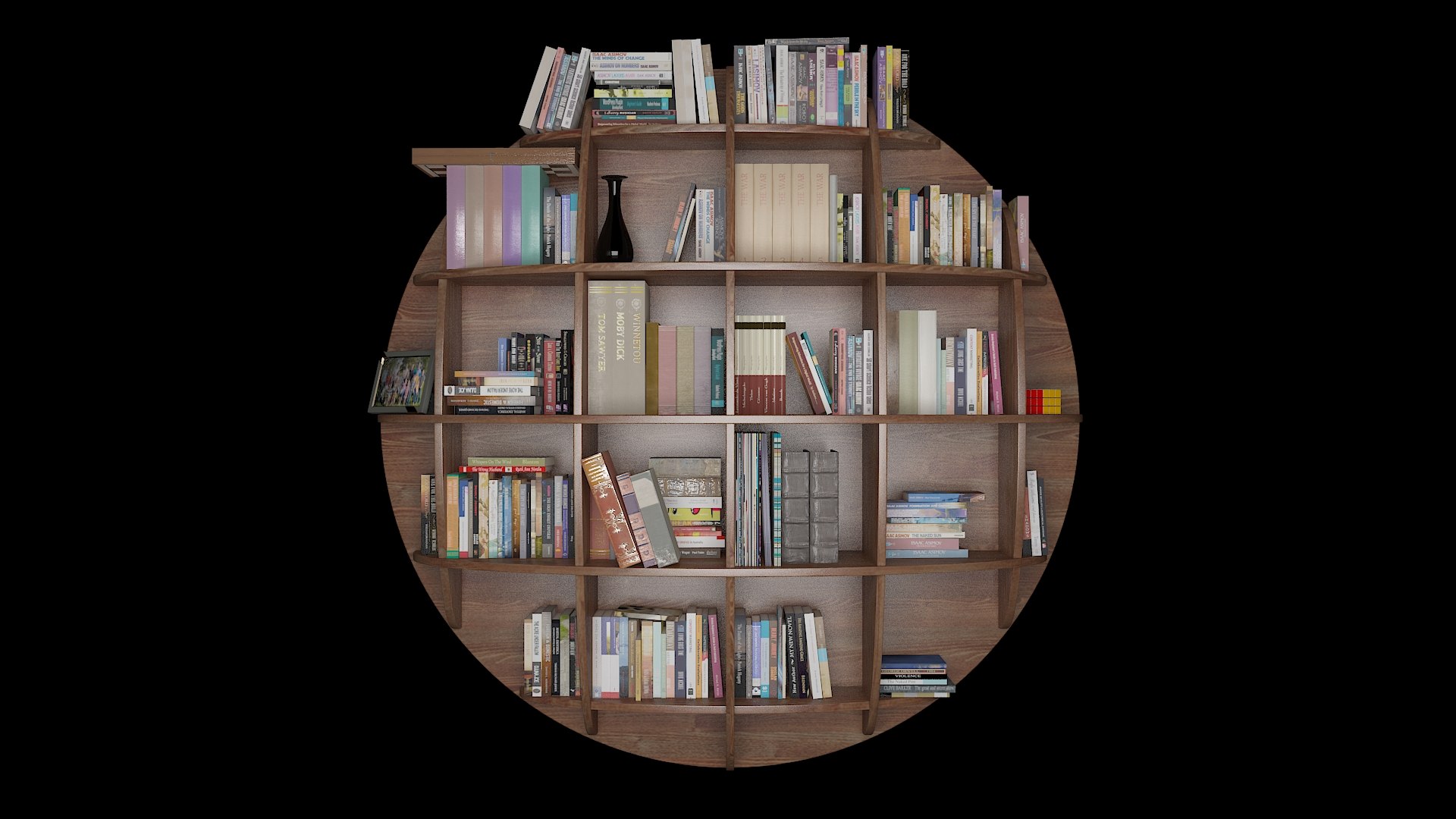 Bookshelf Round Circle Slice With Books 3D - TurboSquid 1871368