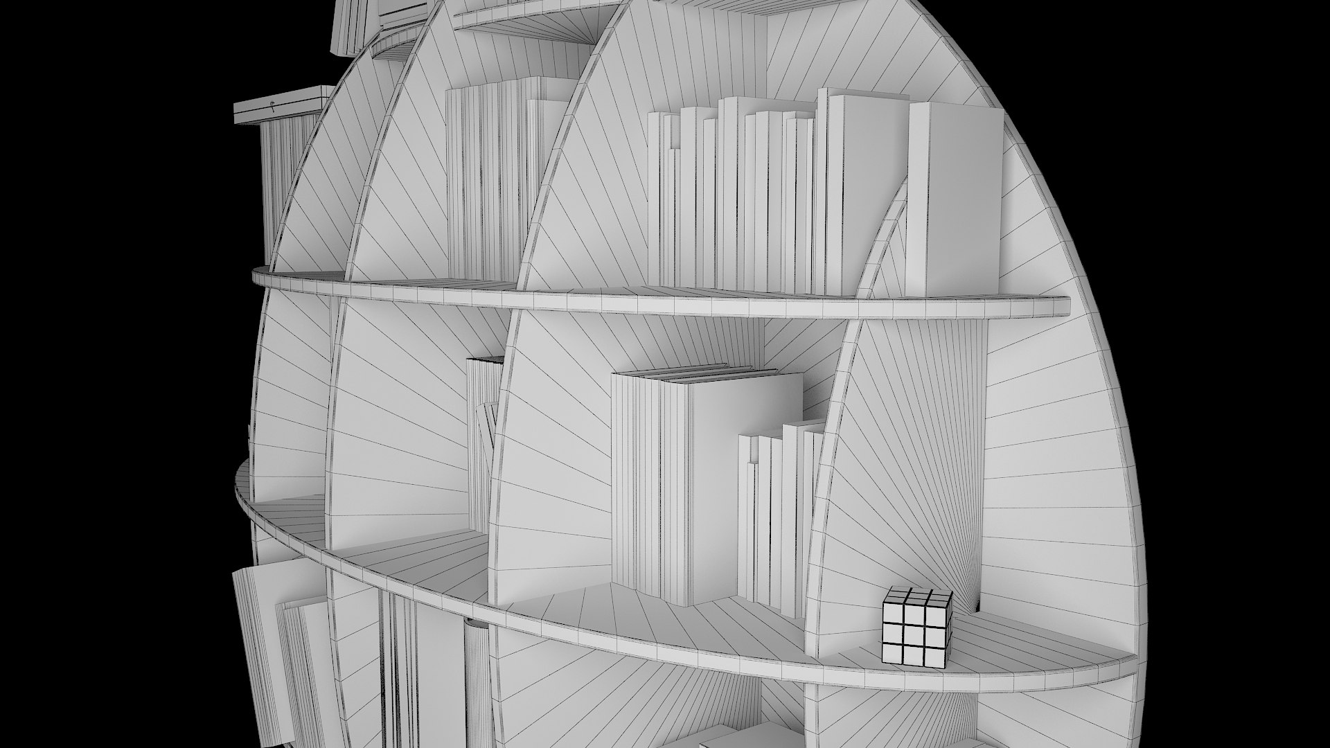 Bookshelf Round Circle Slice With Books 3D - TurboSquid 1871368