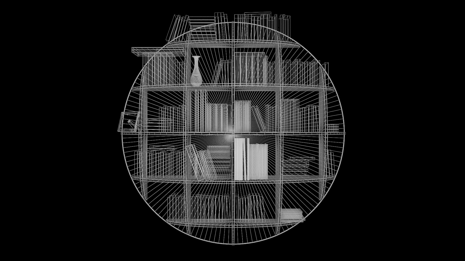 Bookshelf Round Circle Slice With Books 3D - TurboSquid 1871368