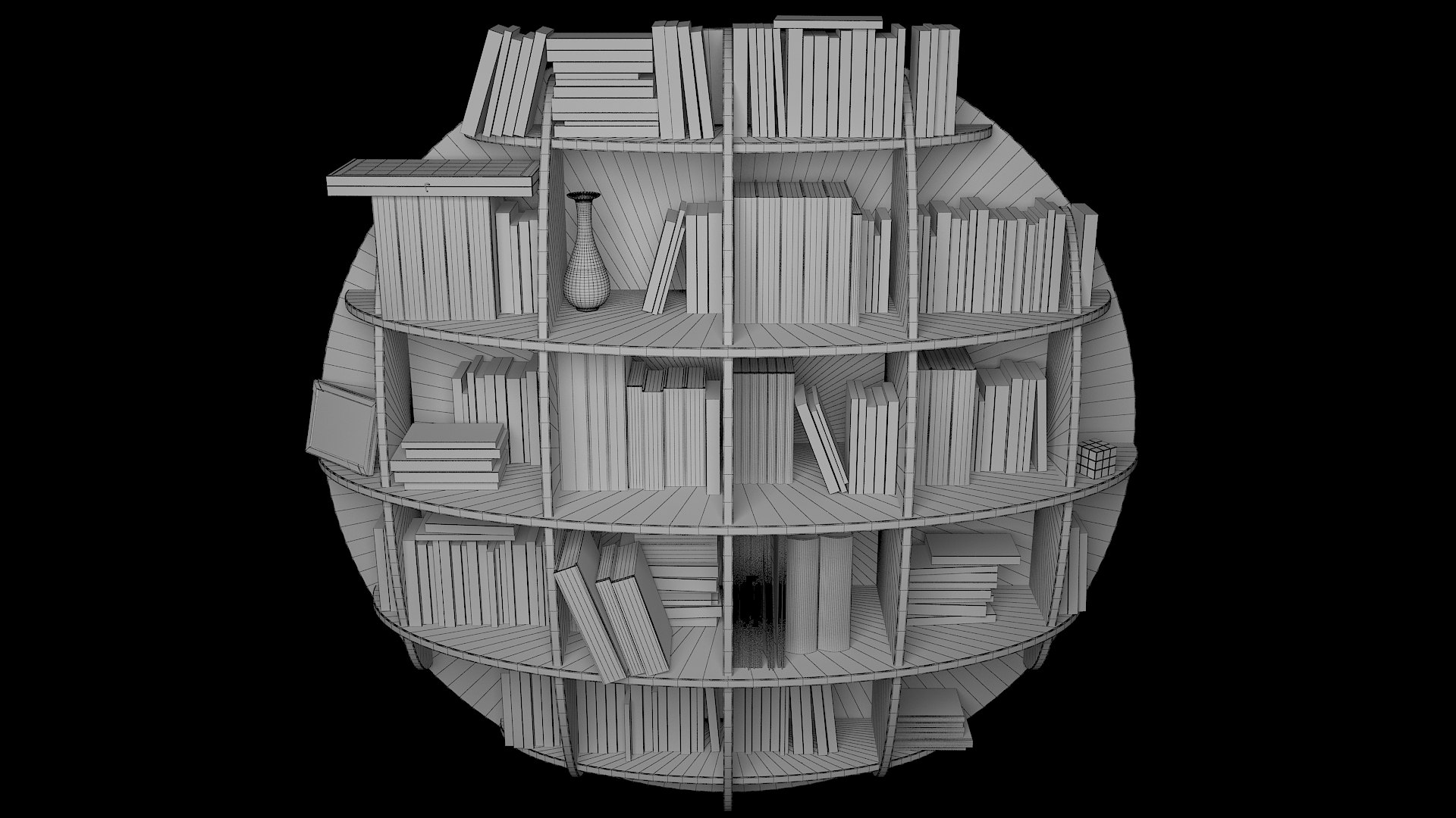Bookshelf Round Circle Slice With Books 3D - TurboSquid 1871368
