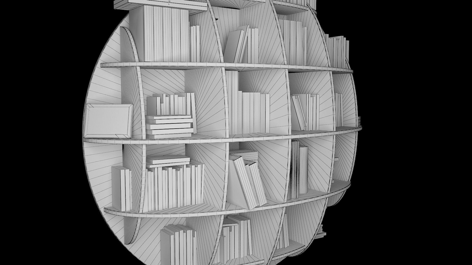 Bookshelf Round Circle Slice With Books 3D - TurboSquid 1871368