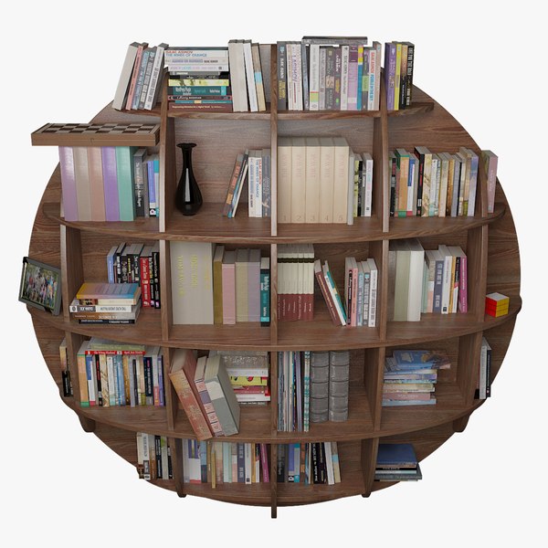 Bookshelf Round Circle Slice with books 3D - TurboSquid 1871368