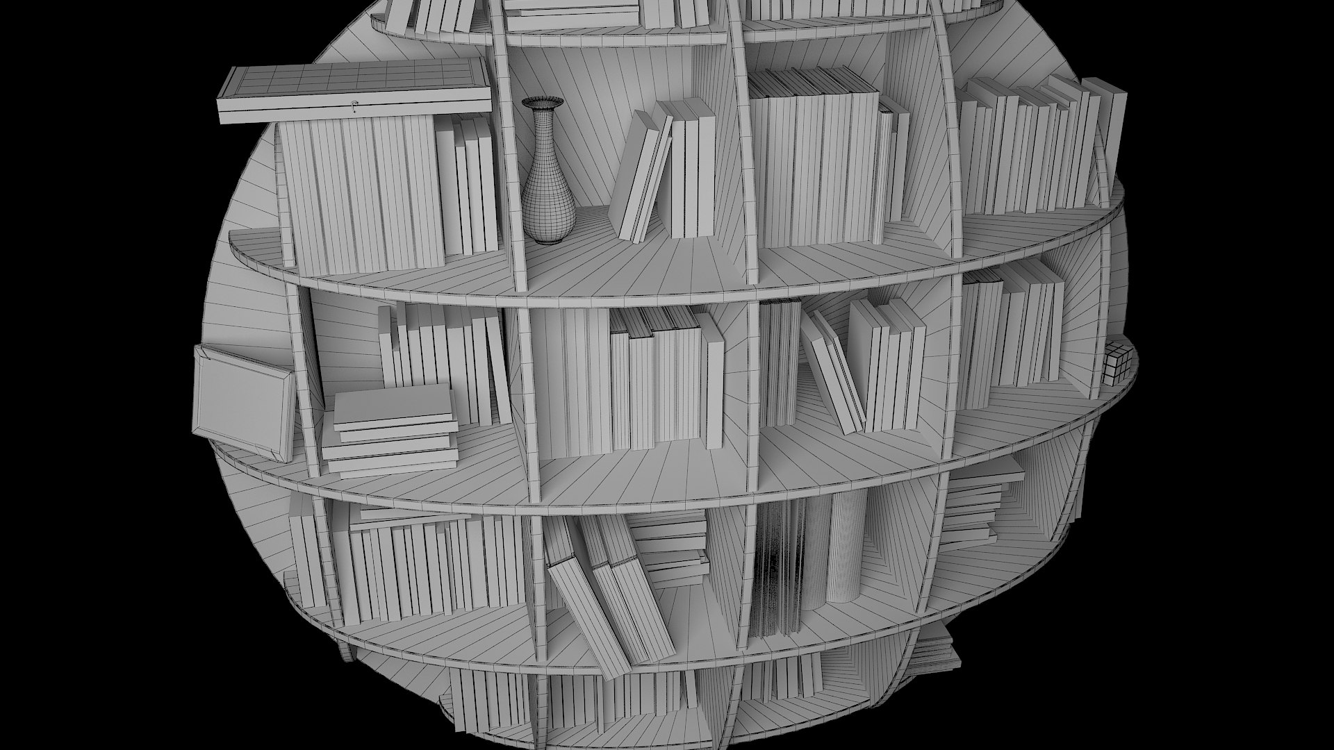 Bookshelf Round Circle Slice With Books 3D - TurboSquid 1871368
