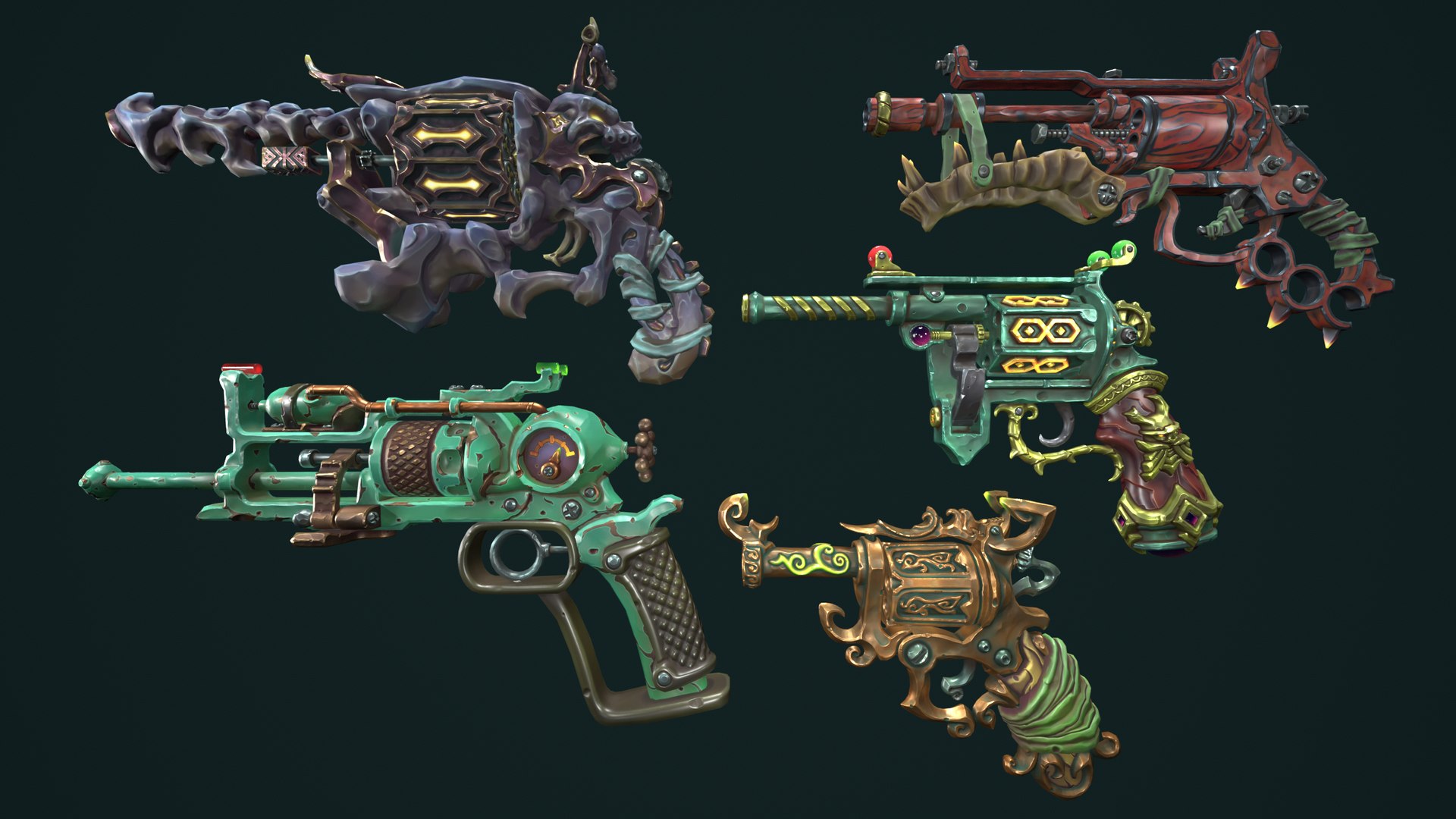 Stylized Revolvers Collection 3D Model - TurboSquid 2358501