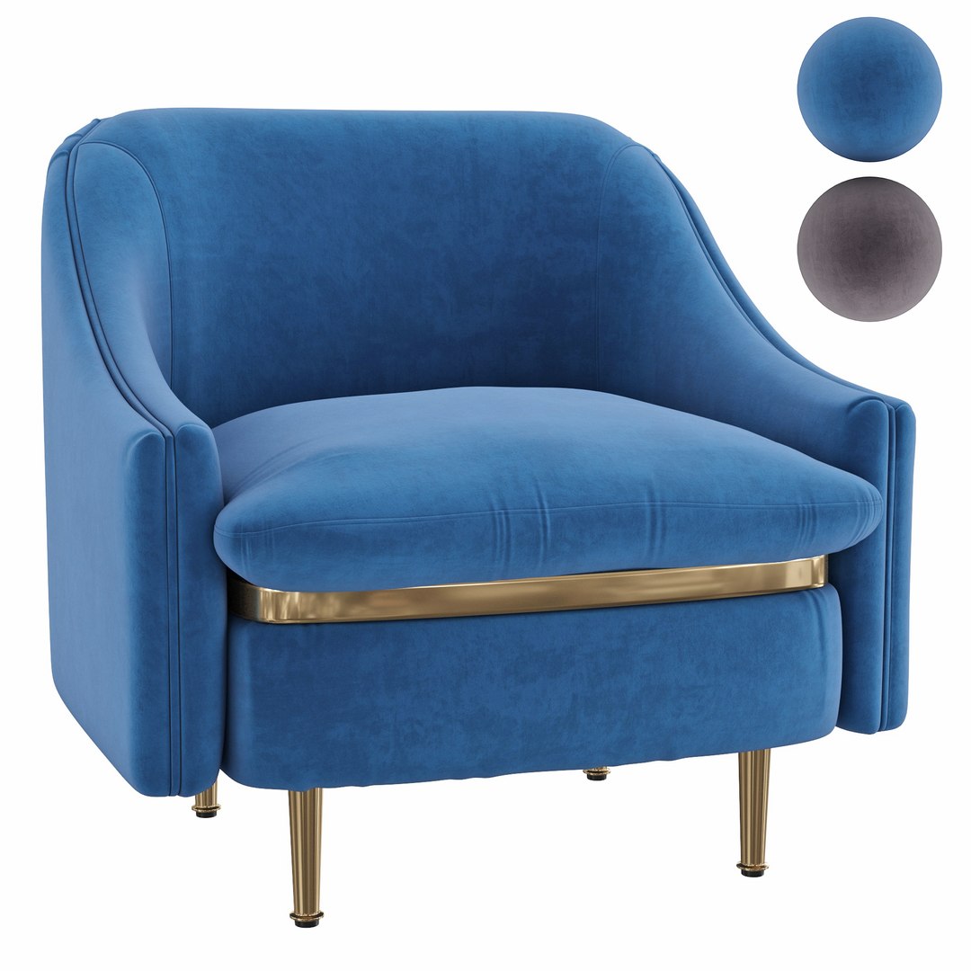 3D Homary-Mid-century Accent Chair Upholstered Velvet Accent Chair in ...