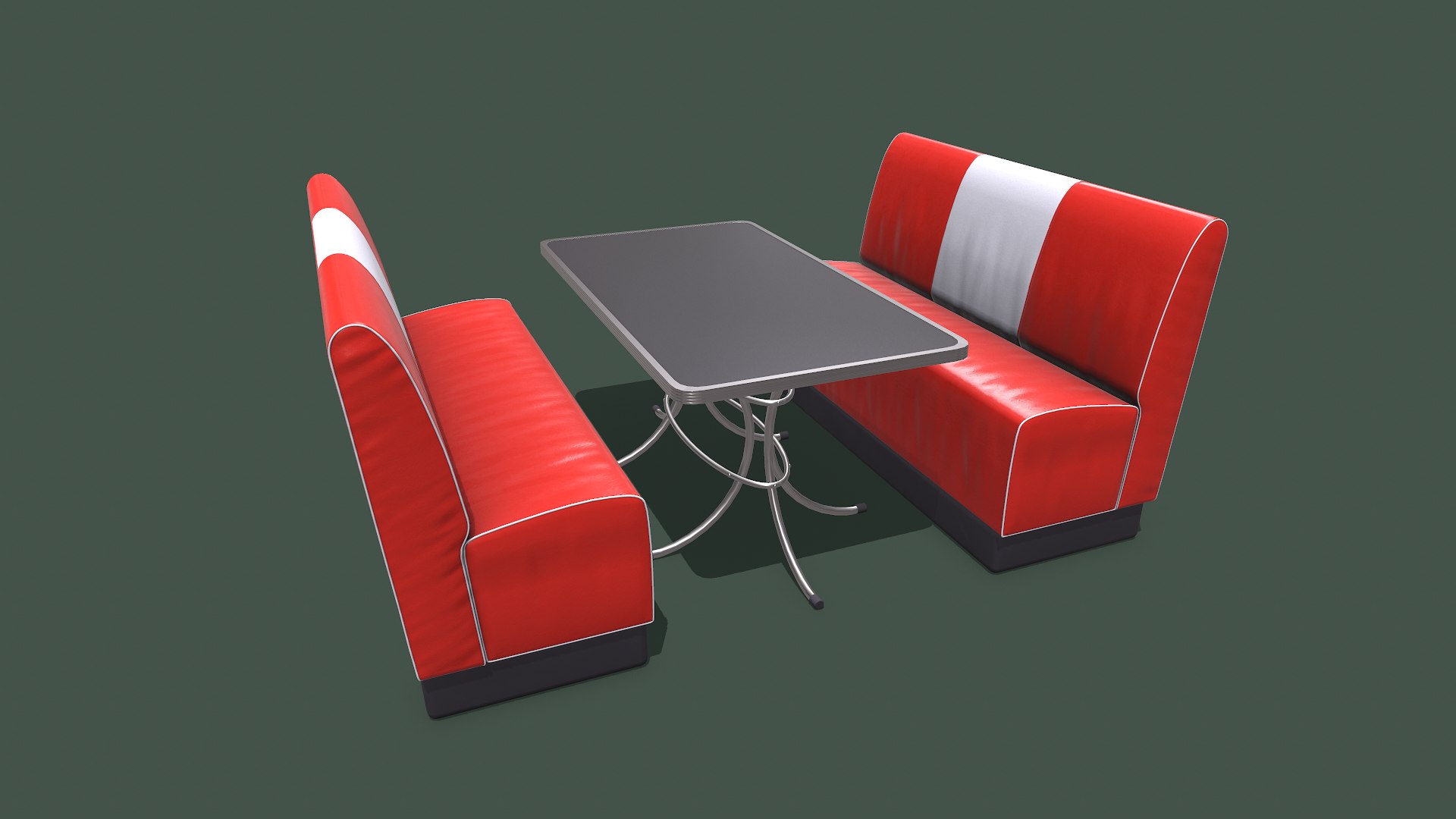 Retro Diner Booth Low-poly PBR 3D - TurboSquid 2117654