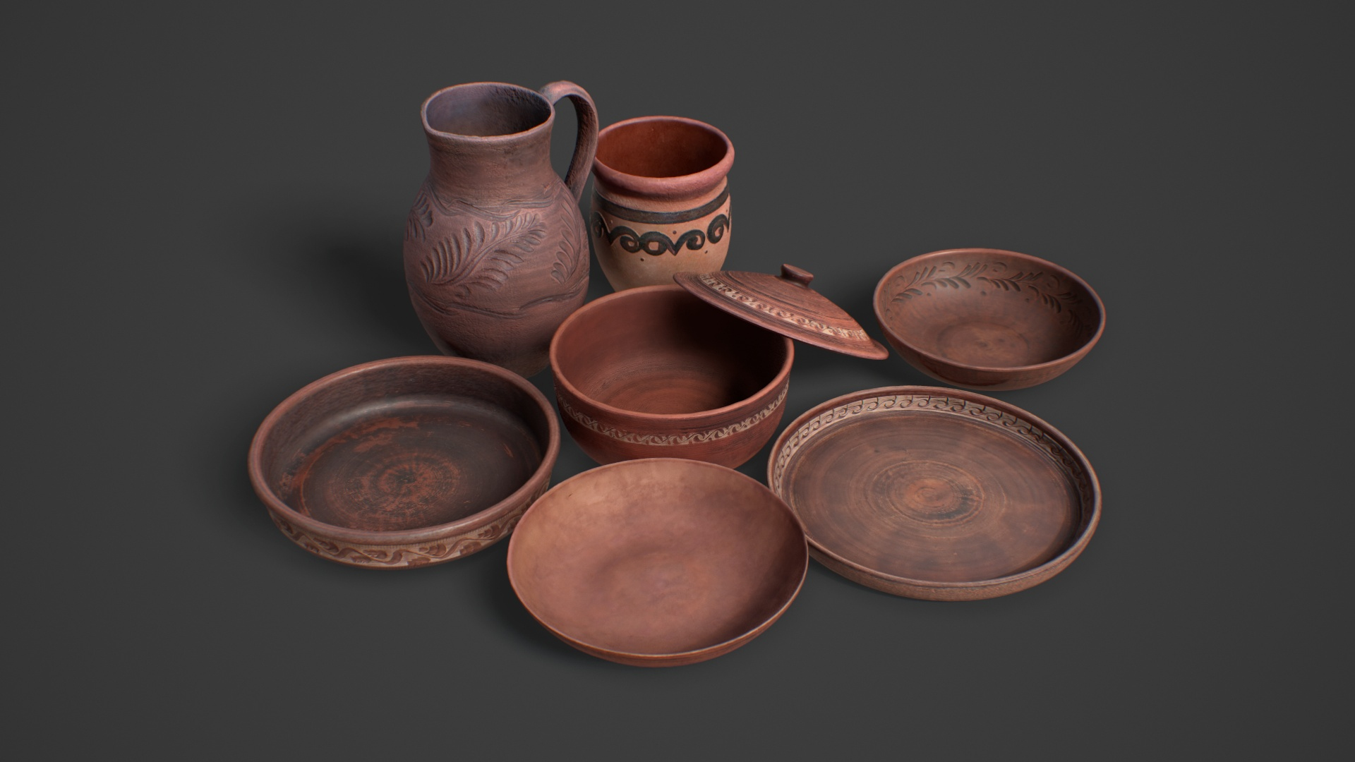 3D Scan Clay Dishes Claydishesset Model - TurboSquid 1702112