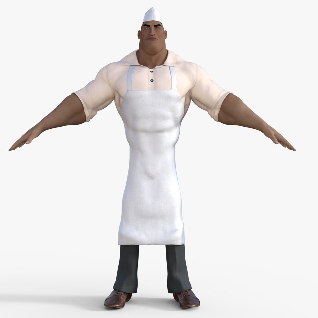 Cartoon Angry Butcher Rigged 3D Model - TurboSquid 2186910