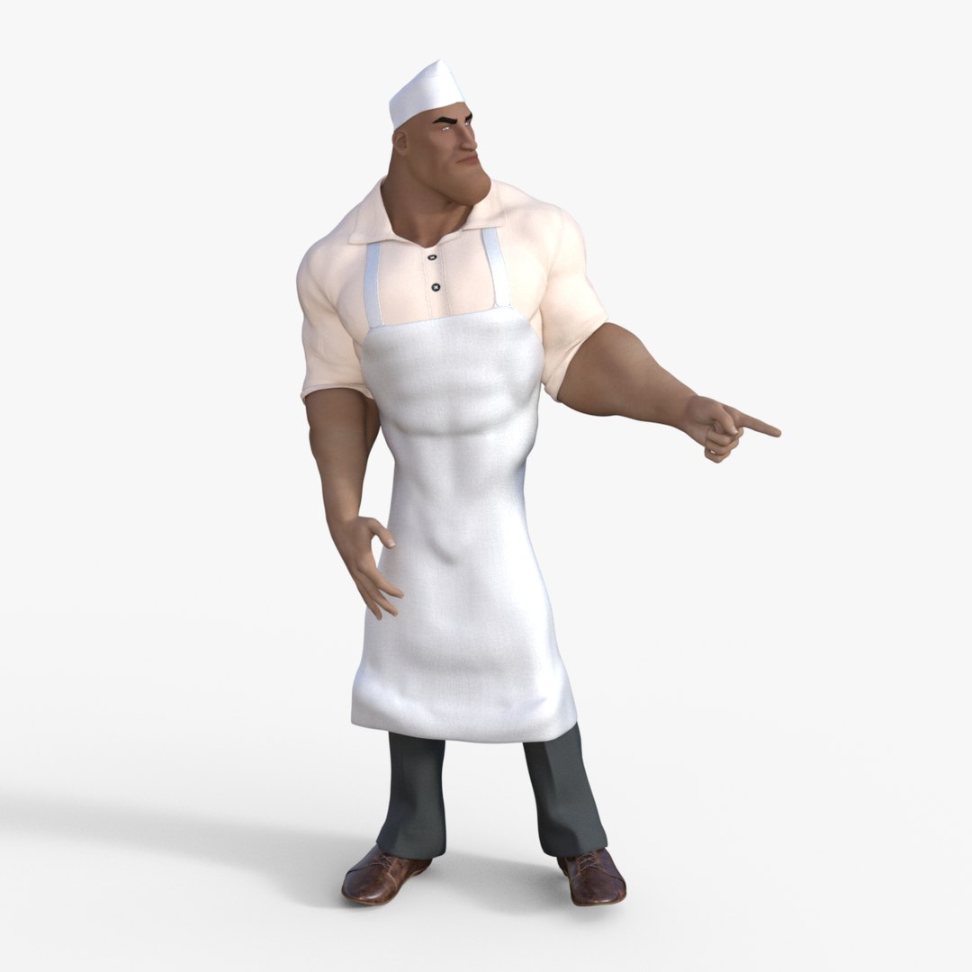 Cartoon Angry Butcher Rigged 3D Model - TurboSquid 2186910