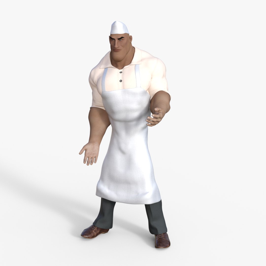 Cartoon Angry Butcher Rigged 3D Model - TurboSquid 2186910