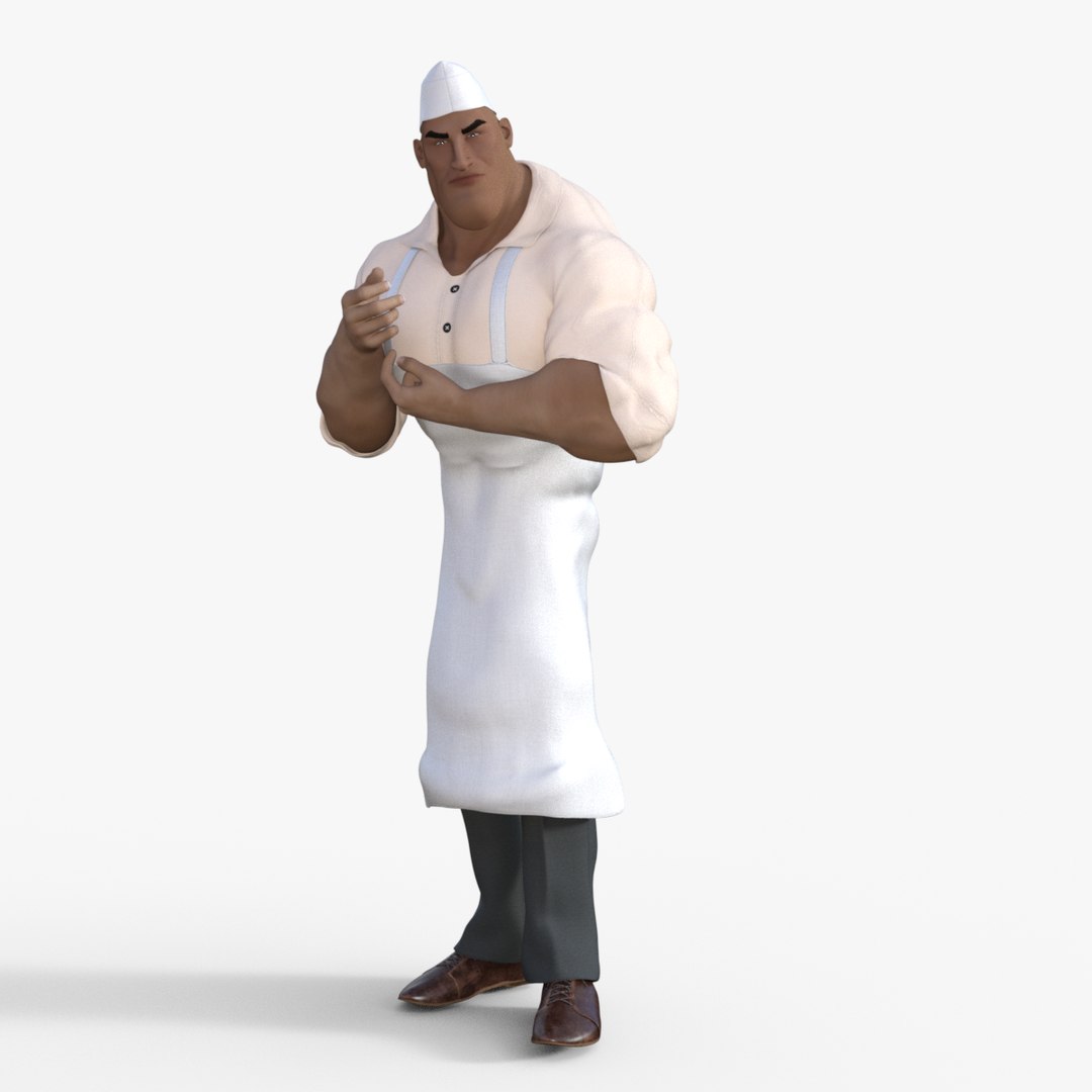 Cartoon Angry Butcher Rigged 3D Model - TurboSquid 2186910
