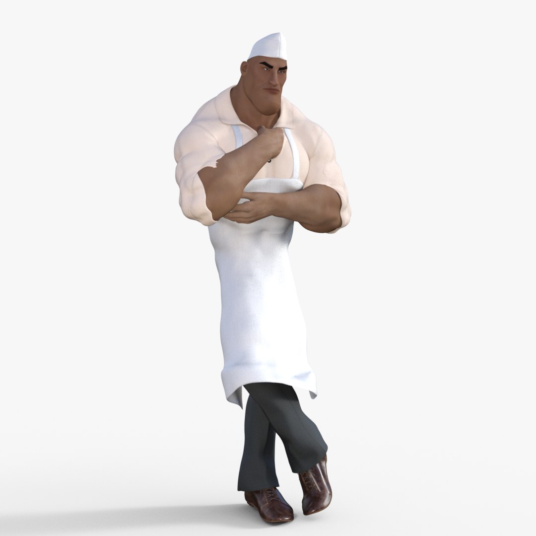 Cartoon Angry Butcher Rigged 3D Model - TurboSquid 2186910